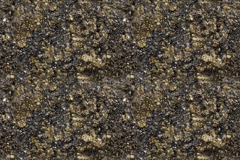 Pyrite Mineral Structure with Black Stone Seamless Pattern Close Up ...
