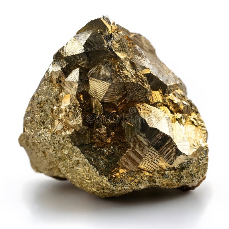 Pyrite Rock Significant Rock Forming Mineral Isolated on White ...
