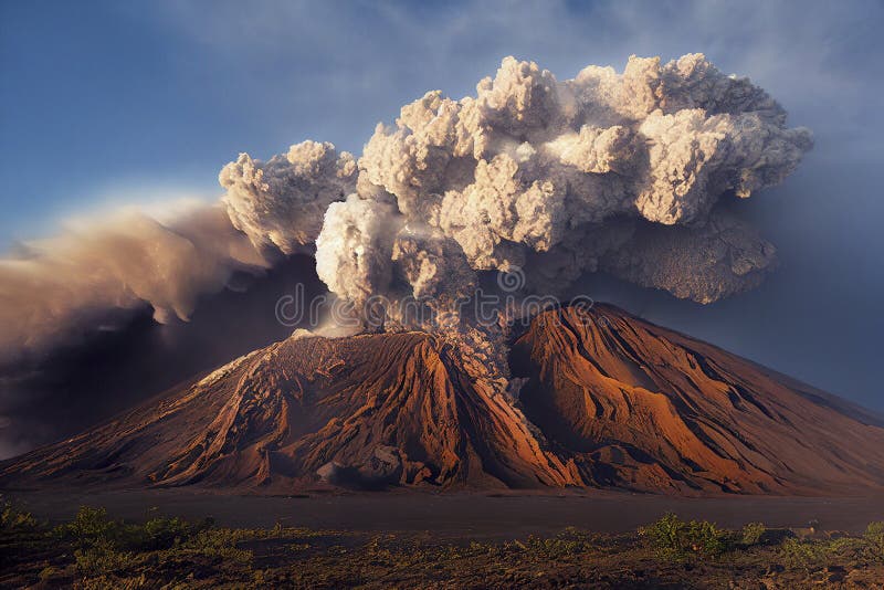 Pyroclastic Flow Spreading Out from an Erupting Volcano Stock ...