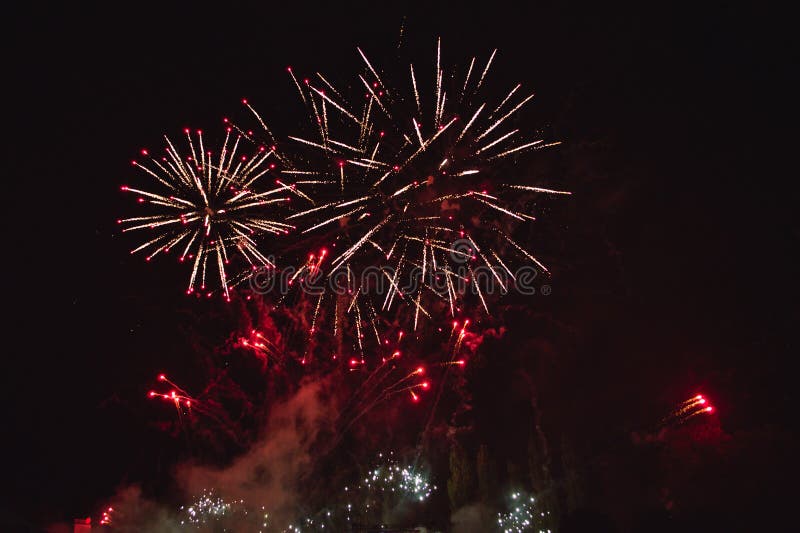 Pyrotechnic Composition in the Night Sky. Stock Image - Image of colors ...