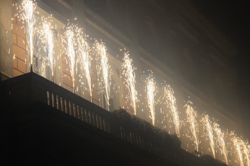 Pyrotechnic effects stock image. Image of festive, bright - 47663891