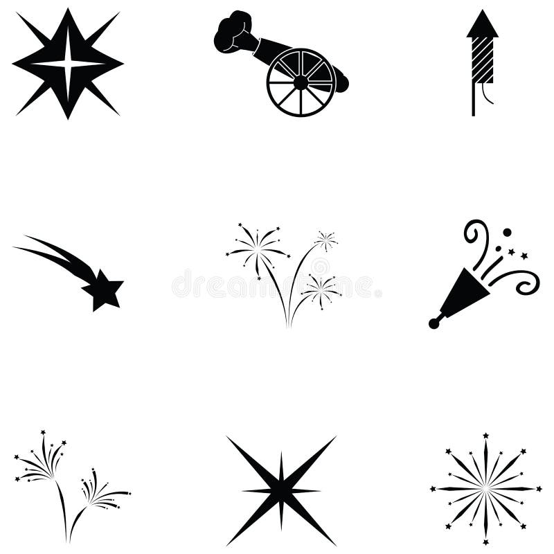Pyrotechnic icon set stock vector. Illustration of pyrotechnic - 129513565