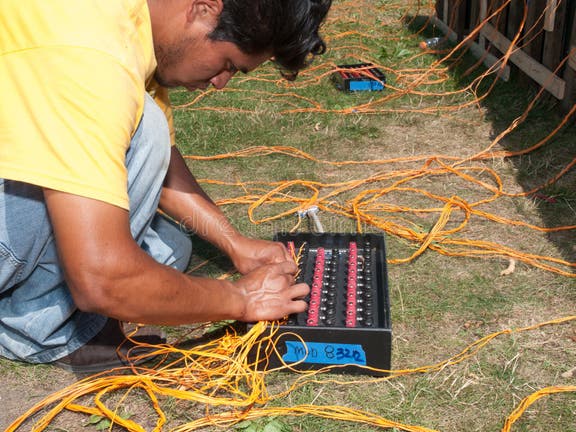 Pyrotechnics Setup editorial stock photo. Image of install - 47522303