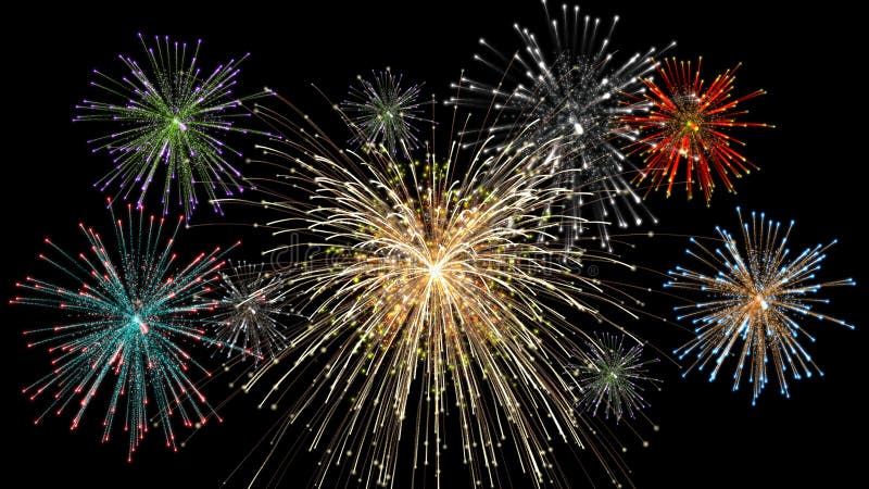 Pyrotechnics Show at Midnight Stock Image - Image of pyrotechnics ...