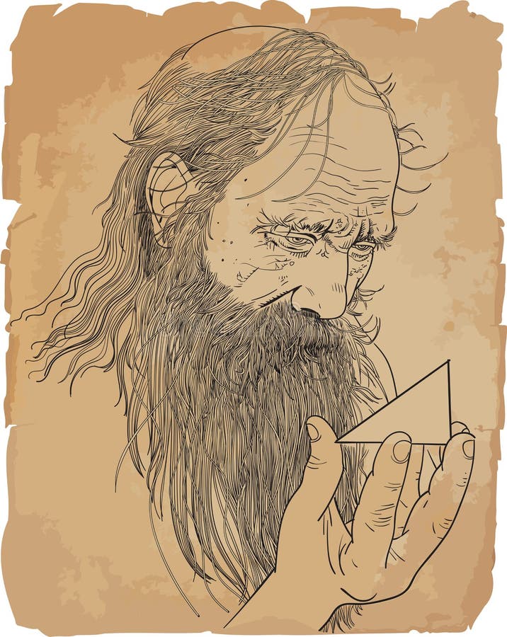 Pythagoras Portrait in Line Art Illustration Stock Vector ...