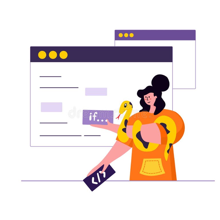 Python Code Language Sign. Programming Coding and Developing Concept Stock Illustration ...