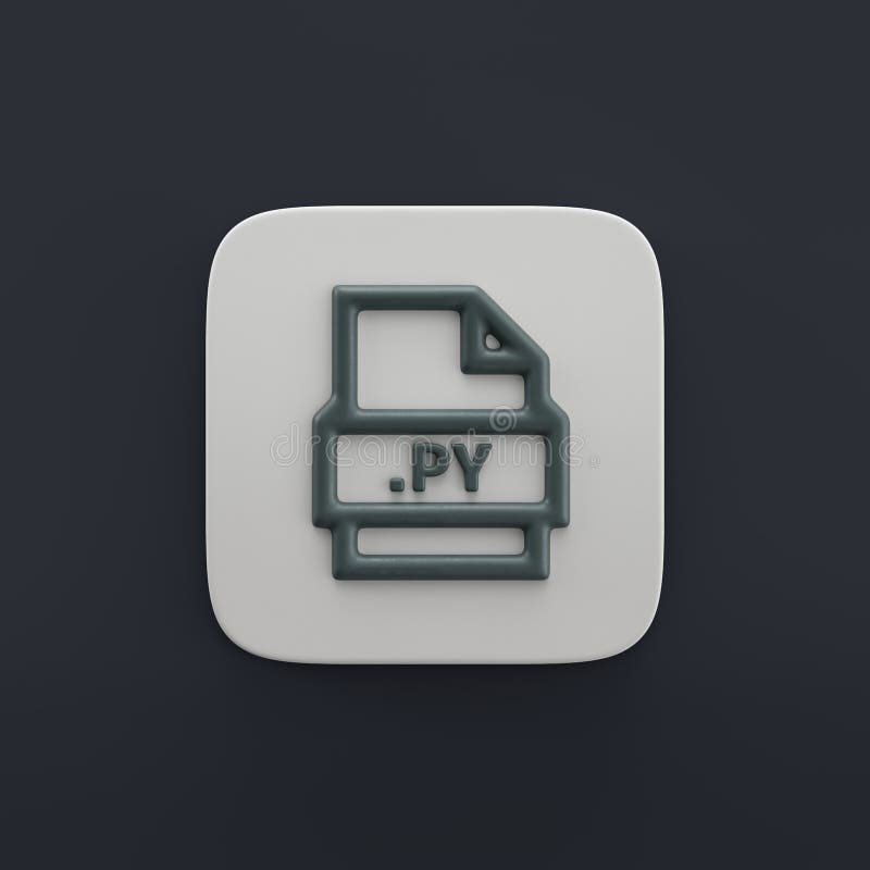 Python File 3d Icon Outilne File Type Icon In Grey Color On A Button Shape 3d Rendering Stock