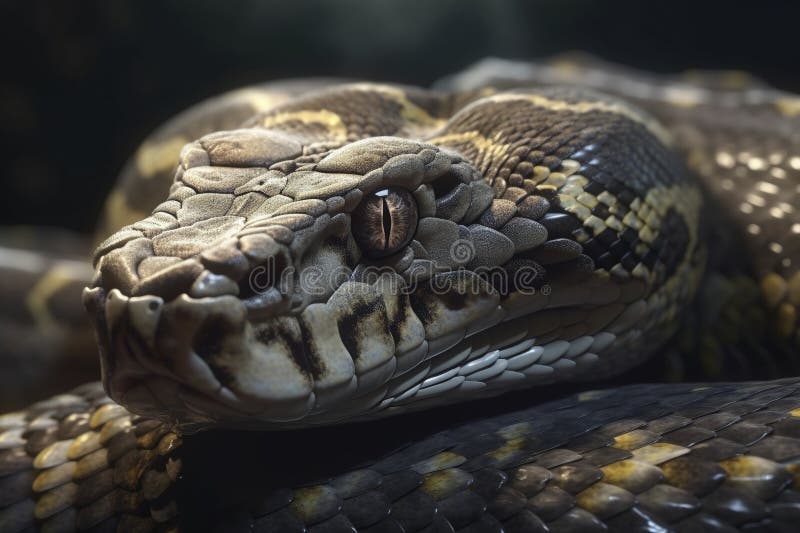 Python Head Closeup, Created with Generative AI Stock Illustration ...