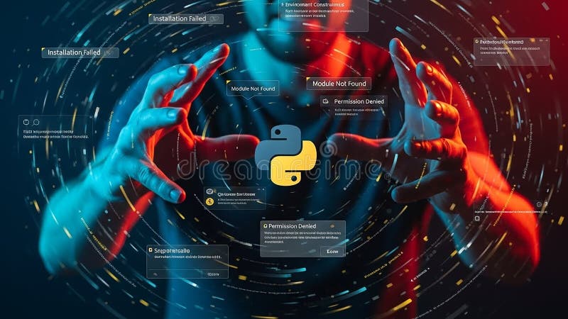 Python Programming Language Concept with Hands Stock Illustration - Illustration of tech ...