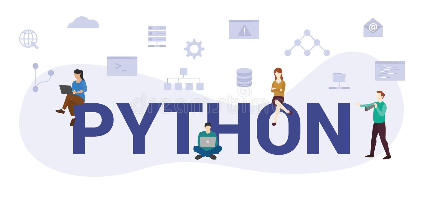Python Programming Language Development Concept Coding Background Colored 3d Render Stock