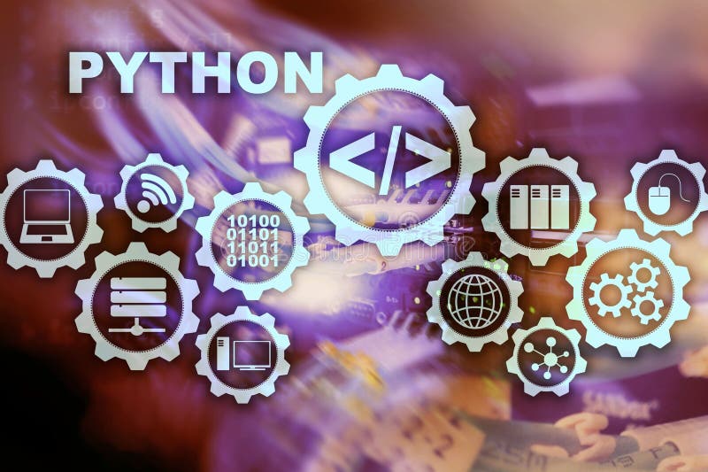 Python Programming Language Programing Workflow Abstract Algorithm Concept On Virtual Screen