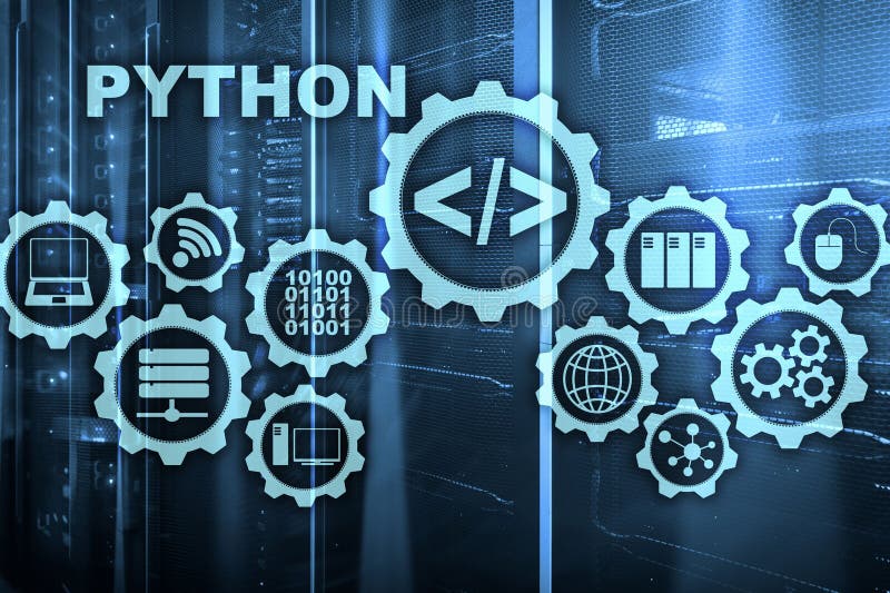 Python Programming Language Programing Workflow Abstract Algorithm Concept On Virtual Screen