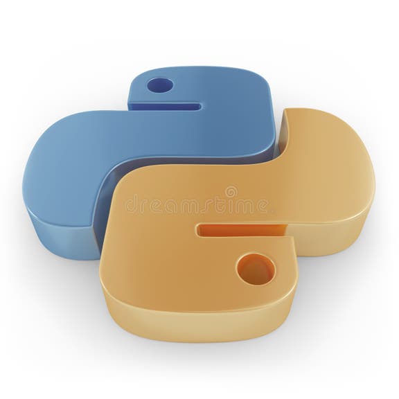 Python Symbol. Blue and Yellow Colors. 3d Render. Stock Illustration ...