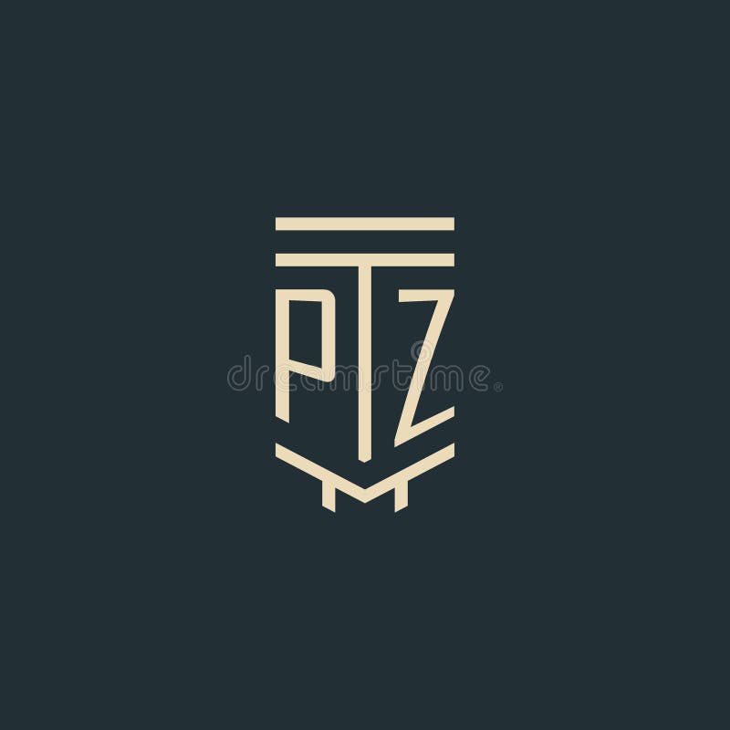 PZ Initial Monogram with Simple Line Art Pillar Logo Designs Stock ...