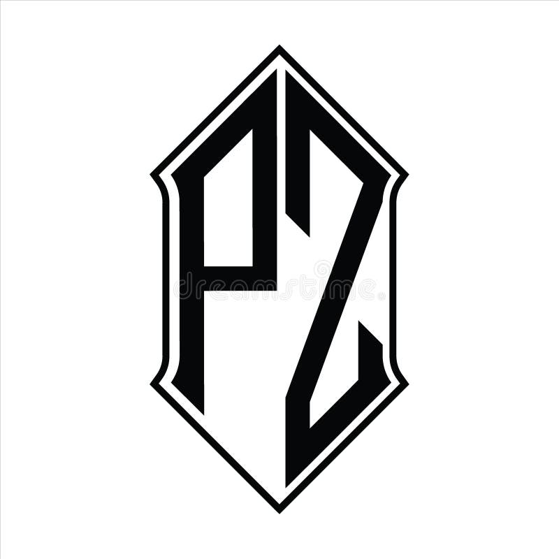 PZ Logo Monogram with Shieldshape and Outline Design Template Vector ...