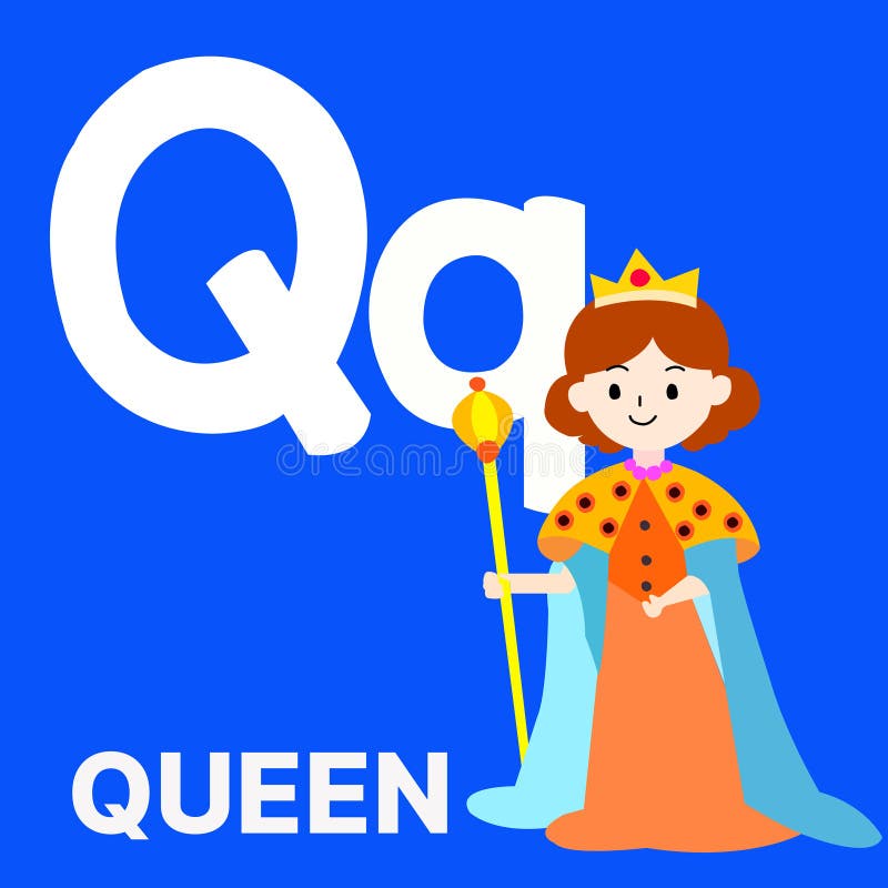 Vector Illustration Art of Educational Alphabet Q for Queen. Stock ...