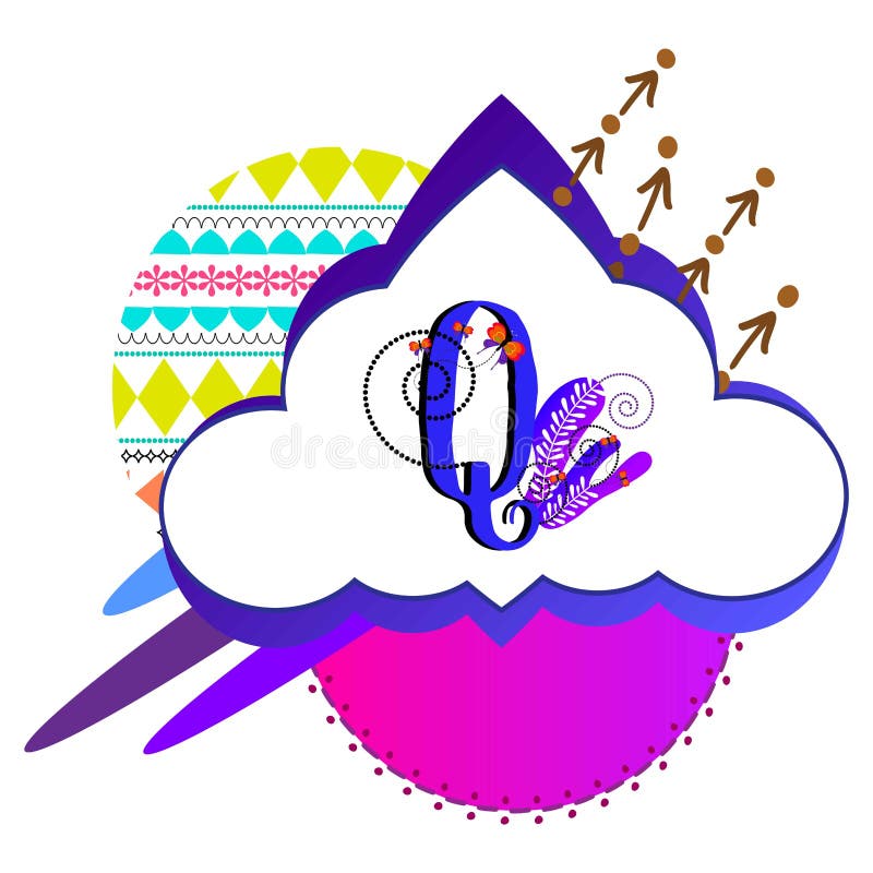 Q Alphabet. Letter Q Gradient Label. Vector Sticker Frame Using Shapes ...