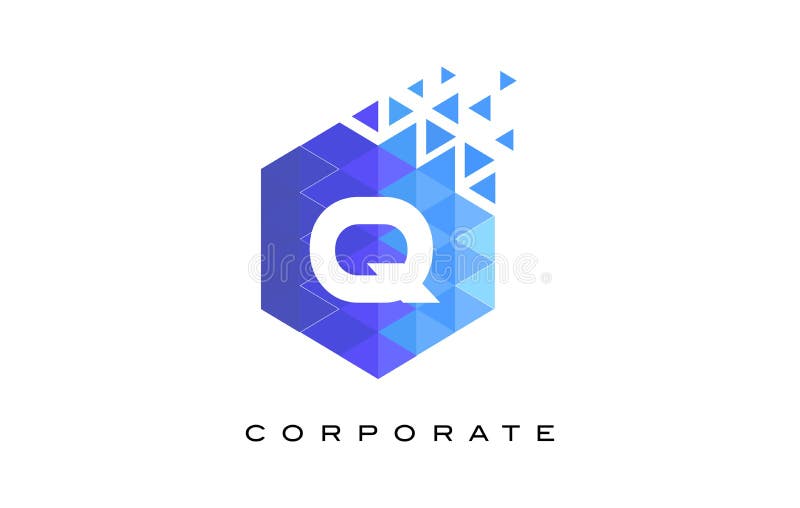 Q Blue Hexagonal Letter Logo Design with Mosaic Pattern. Stock Vector ...