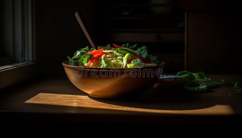 Q Bowl of Rice Bowl of Salad Stock Illustration - Illustration of lunch ...