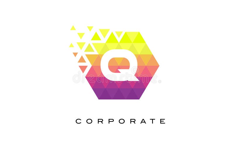 Q Colorful Hexagonal Letter Logo Design Rainbow Mosaic Pattern Stock ...