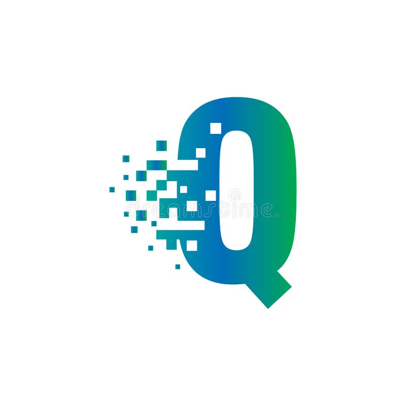 Q Initial Letter Logo Design with Digital Pixels in Gradient Colors ...