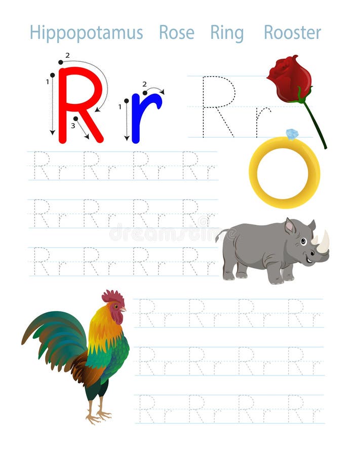 Colorful Letter Tracing Activity Sheet for Alphabet Letter R Stock ...