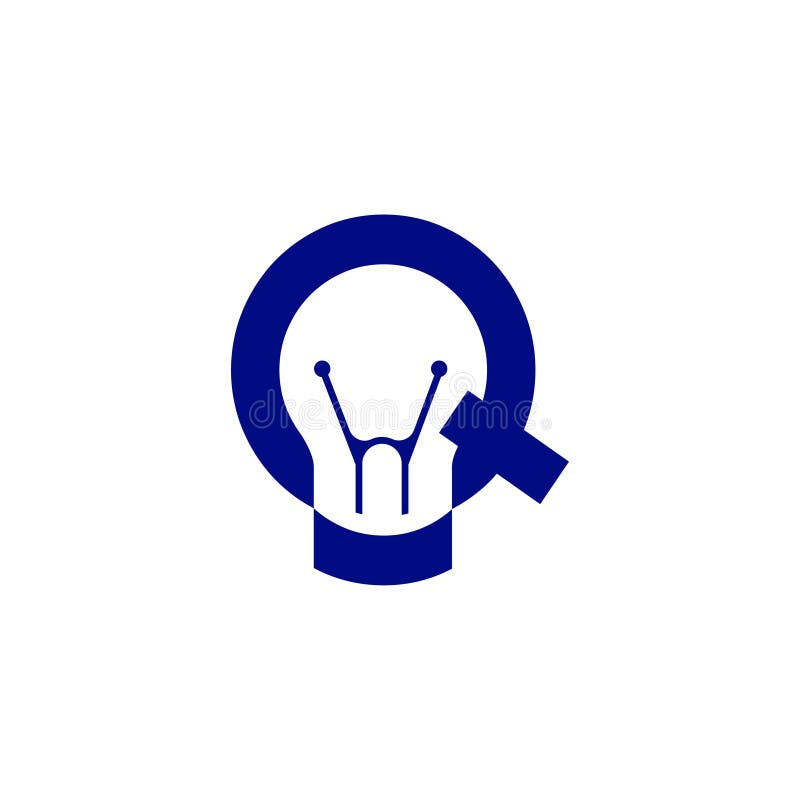 Q Letter with Smart Bulb Logo Vector Element. Letter with Negative ...