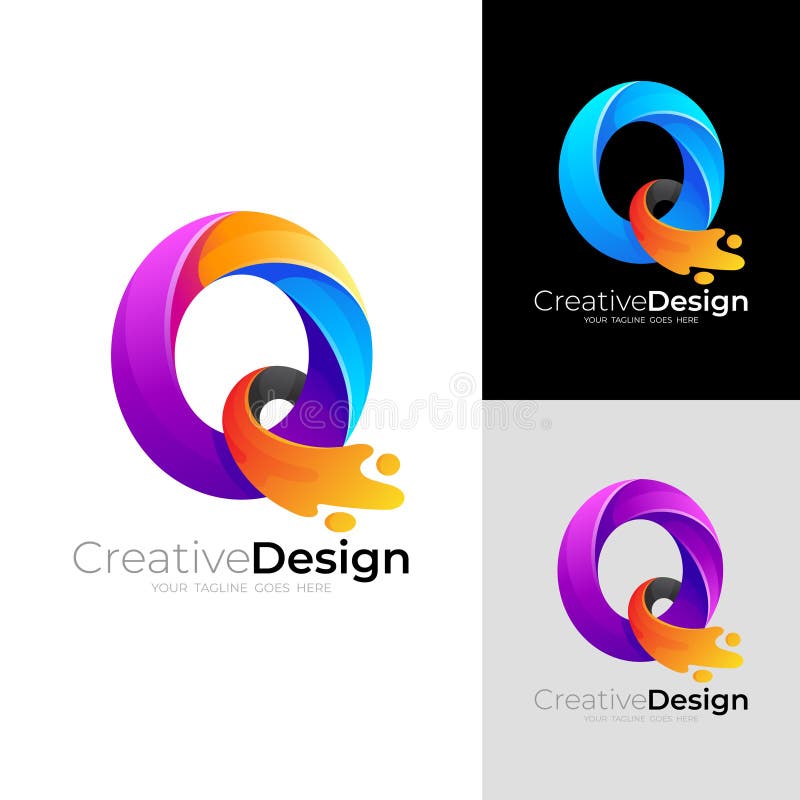 Q Logo, Letter Q Logo and Abstract Colorful Design Stock Vector ...