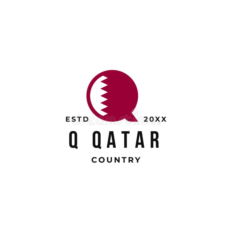 Q Qatar Logo Insignia Con Qatar Bandera Resaltado Ilustración del ...
