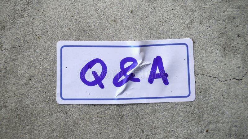 Q&a Text on a Crinkled Label with a Blue Border on Concrete Stock Image ...