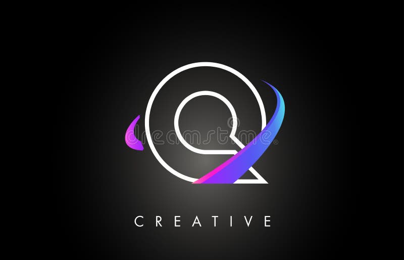 Q Trendy Modern Letter Logo Design Monogram And Creative Swoosh On Black Background Stock Vector