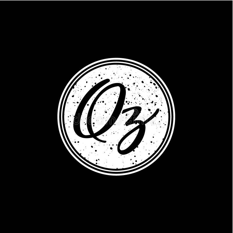 Q Z Initial Handwriting in Black and White Circle Frame Design Stock ...