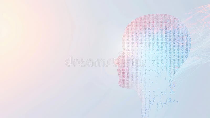 Qa Engineer S Head In Minimalistic Outline With Flowing Binary Code Copyspace Provided Stock