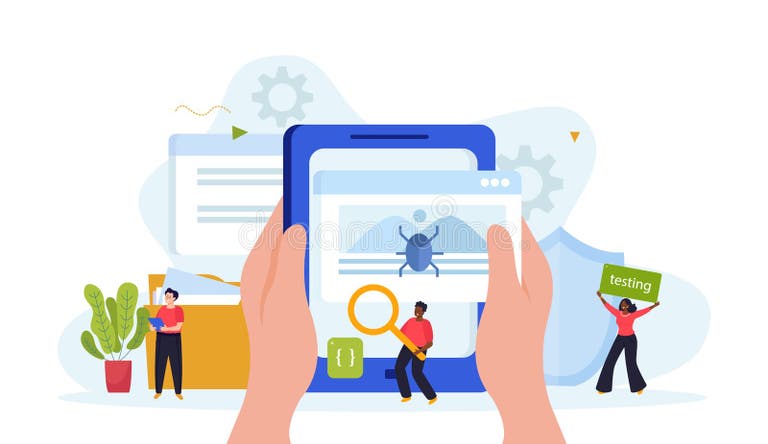 QA Engineer Workplace Composition Stock Illustration - Illustration of ...