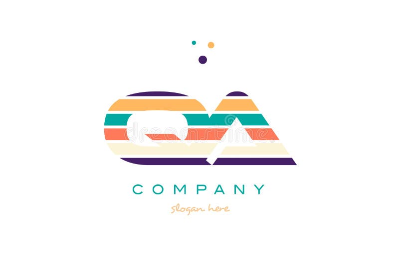 Qa Q A Line Stripes Pastel Color Alphabet Letter Logo Icon Template Vector Stock Vector