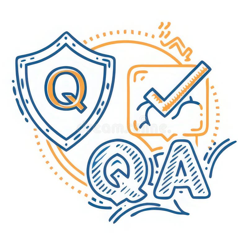 QA Stamp Icon with Checkmark Inside Shield Stock Illustration ...
