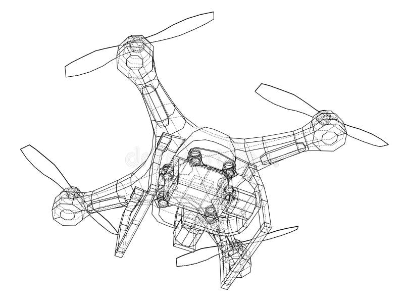 Qadrocopter or Drone. Vector Stock Vector - Illustration of drawing ...