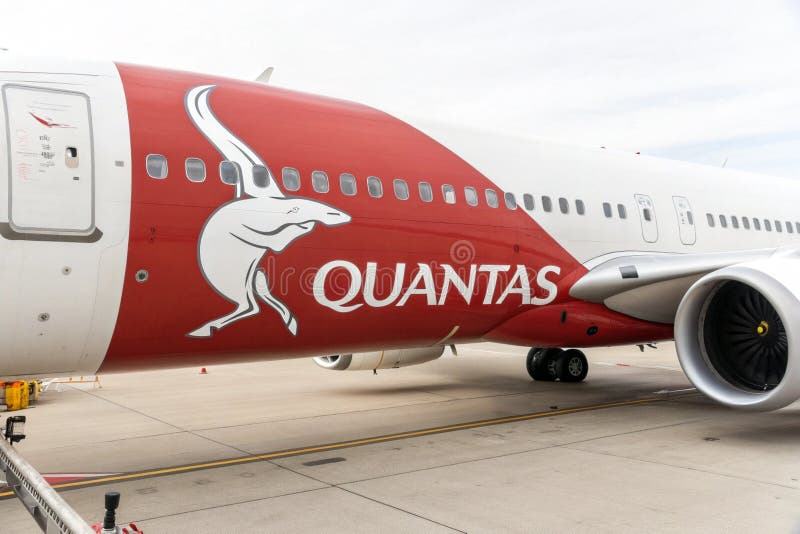 Qantas Airline Logo â€ Iconic White Kangaroo on Red Background Stock ...