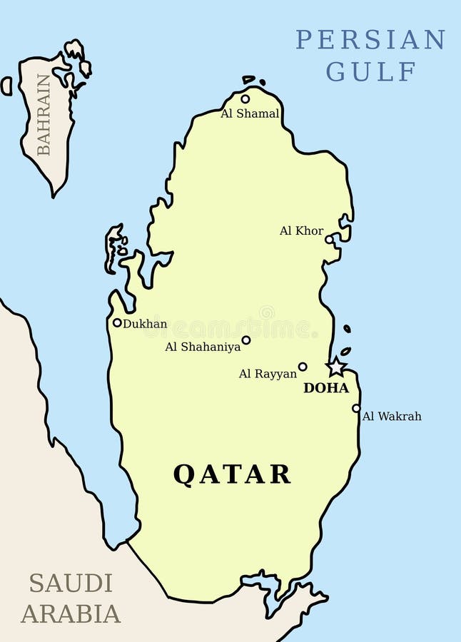 Al Wakrah State of Qatar, Municipalities of Qatar Map Vector ...