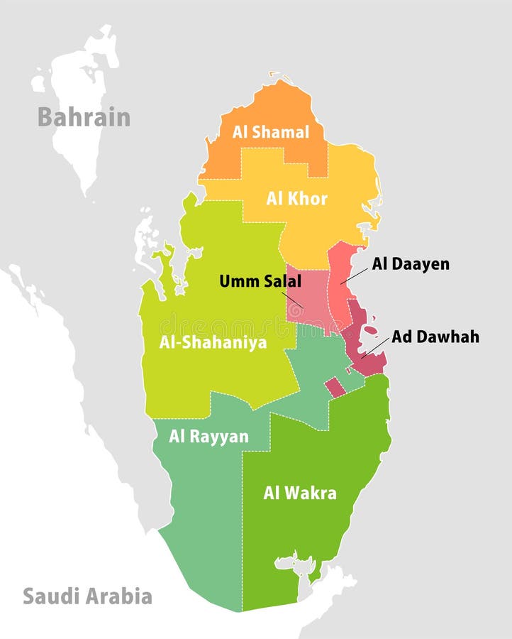 Qatar Administrative Divisions Map Illustration Stock Vector ...