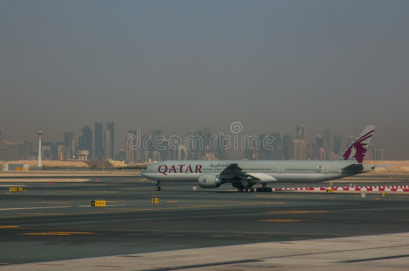 Qatar Airways Plane at Doha Airport Editorial Stock Image - Image of ...