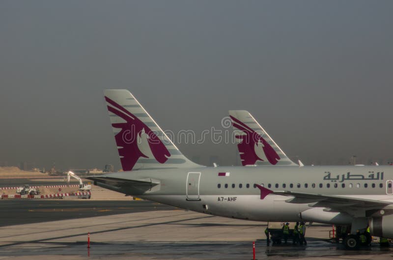 Qatar Airways Planes at Doha Airport Editorial Stock Photo - Image of ...