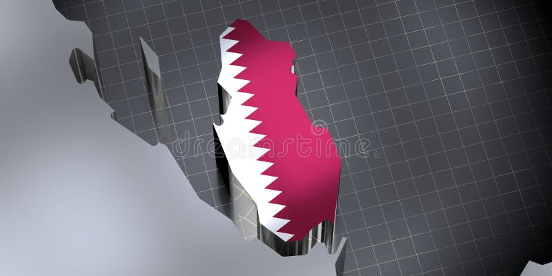 Qatar - borders and flag stock illustration. Illustration of outline ...