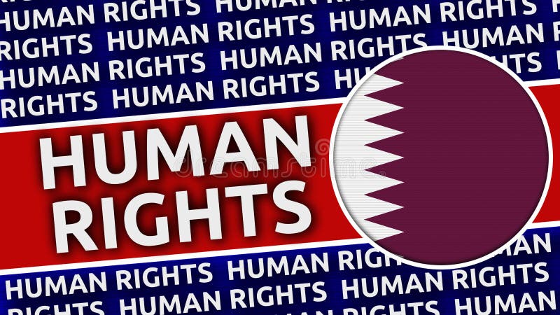 Qatar Circular Flag with Human Rights Titles Stock Illustration ...