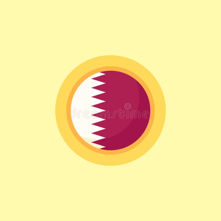 Qatar - Circular Flag stock vector. Illustration of qatari - 253818833