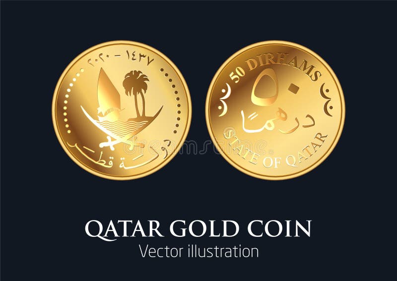Qatar National Gold Coin Vector Illustration, Stock Vector ...