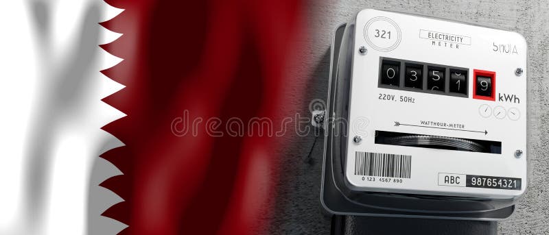 Qatar - Country Flag and Energy Meter Stock Photo - Image of bill ...
