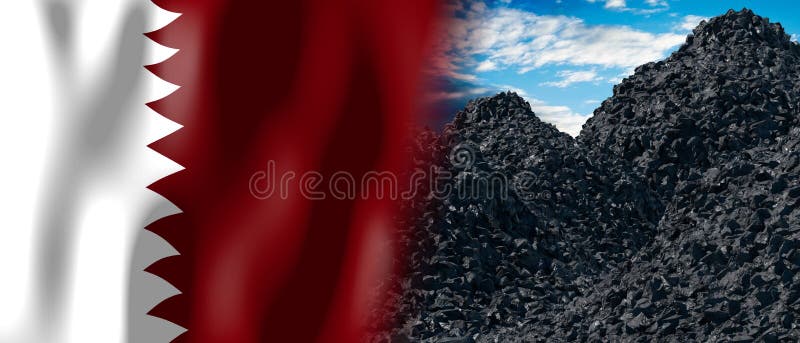 Qatar - Country Flag and Pile of Coal Stock Illustration - Illustration ...