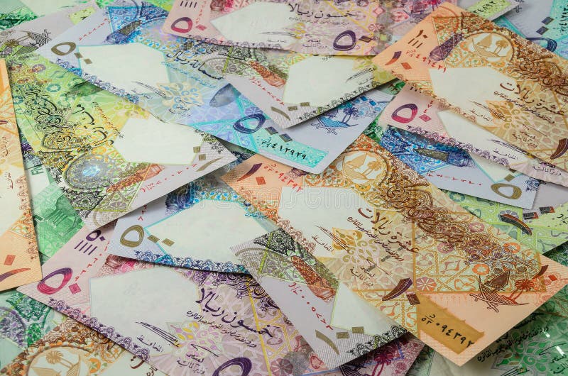 Qatar currency stock image. Image of coins, banknotes - 74910685
