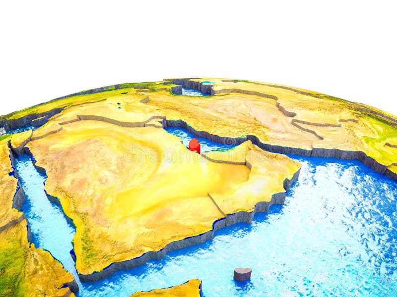 Qatar on 3D Earth stock illustration. Illustration of country - 131062877